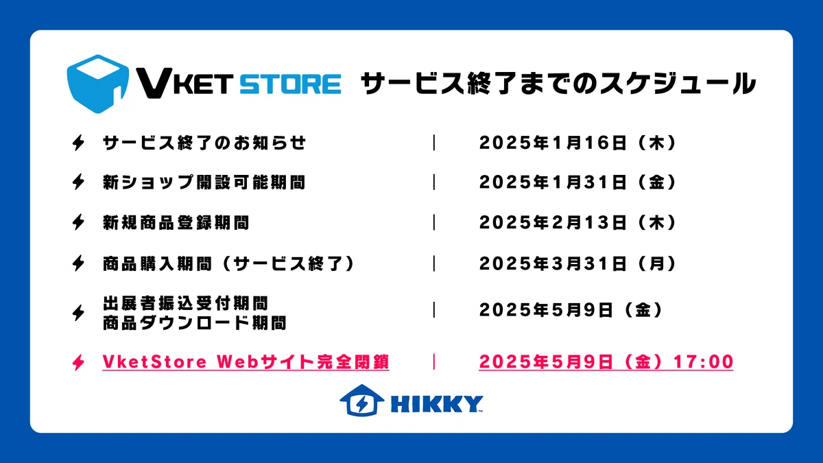 Vket Storeサービス終了のお知らせ | 株式会社HIKKY